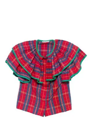 LANVIN 1980s Ruffled Checked Shirt - Red