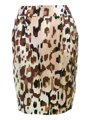 Escada Leopard Print Pencil Skirt - Brown
