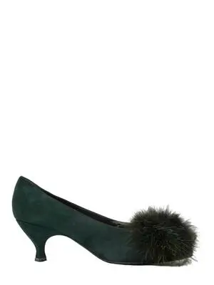 ROMEO GIGLI 1990s Pompom-detail Suede Pumps - Green