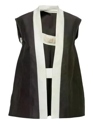 Rick Owens Sleeveless Asymmetric Cotton Jacket - Brown