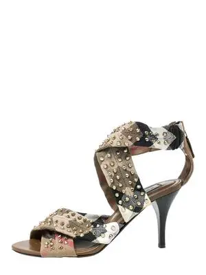 Burberry 85mm Leather Studded Sandals - Neutrals
