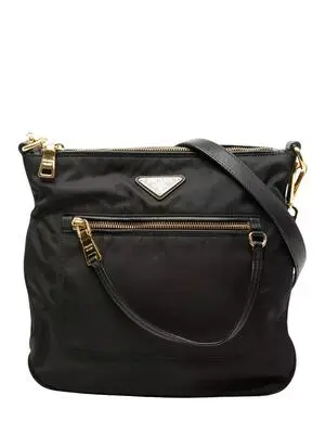 Prada Tessuto Zip Top Crossbody Bag - Black