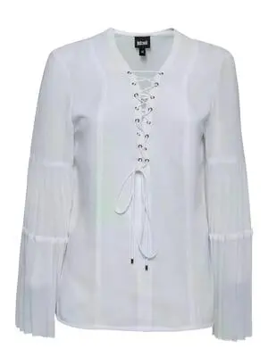 Just Cavalli Pleated Lace-up Blouse - White
