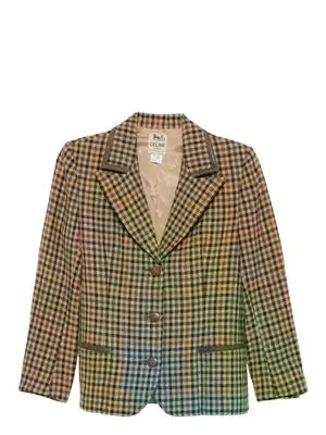 Celine 1970s Checked Wool Blazer - Brown