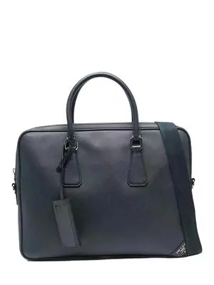 Prada 2010s Leather Briefcase - Blue