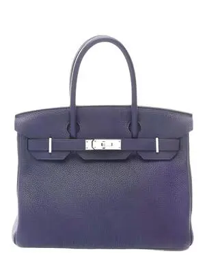 Hermès Birkin 30 Silver-Hardware Tote Bag Blue