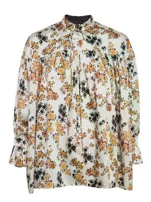 Victoria Beckham Floral-print High-neck Blouse - White