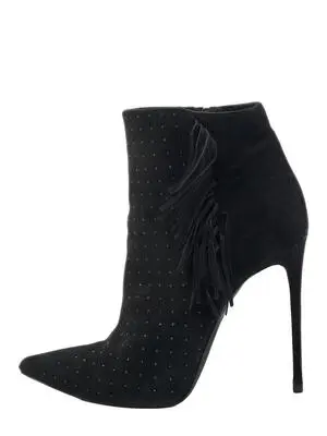 LE SILLA 110mm Fringe-embellished Studded Ankle Boots - Black