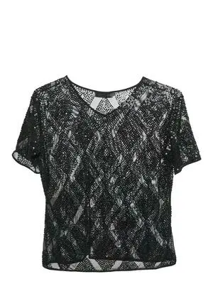 Valentino Garavani Sequin-detailed Mesh Top - Black