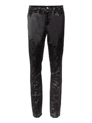 Just Cavalli Vintage Embroidered Satin Trousers - Black
