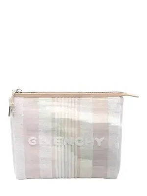 Givenchy 2010s Logo Striped Clutch Bag - Neutrals