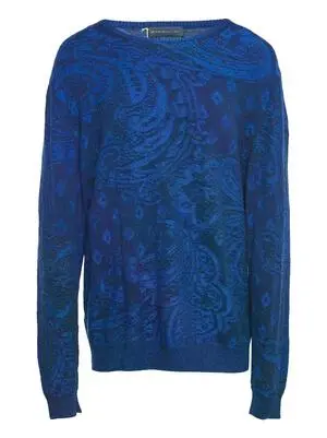 Etro Paisley-jacquard Wool Sweater - Blue