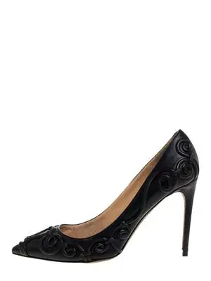 Valentino Garavani 100mm Swirl-pattern Leather Pumps - Black