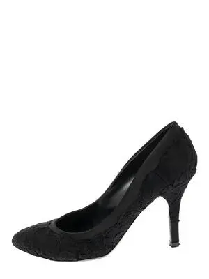 Dolce & Gabbana 90mm Lace Satin Pumps - Black