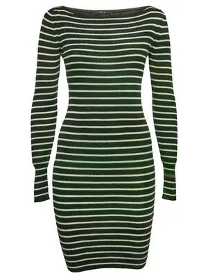 Gucci Striped Ribbed Dress - Black
