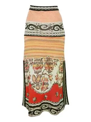 Etro Floral Stripe Knit Skirt - Neutrals