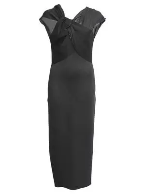 Victoria Beckham Twisted Draped Midi Dress - Black
