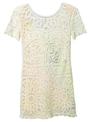 Sea Short-sleeve Lace Dress - Neutrals