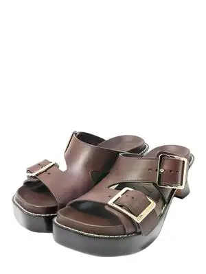 Loewe Ease Buckle-embellished 80mm Platform Sandals - Brown