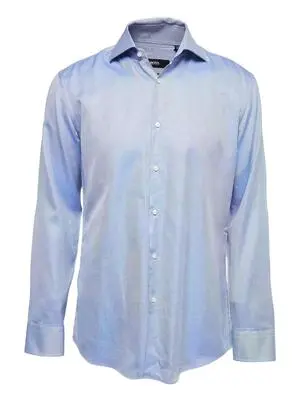 BOSS Herringbone Cotton Shirt - Blue