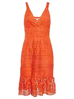 Diane Von Furstenberg Lace Patterned Midi Dress - Orange