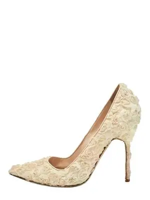 Manolo Blahnik 110mm Floral-embellished Heeled Pumps - Neutrals