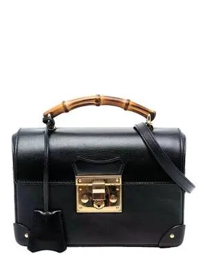 Gucci Leather Bamboo Padlock Satchel - Black