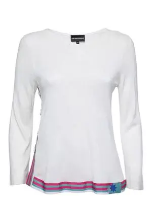 Emporio Armani Side-button Stripe-detail Top - White