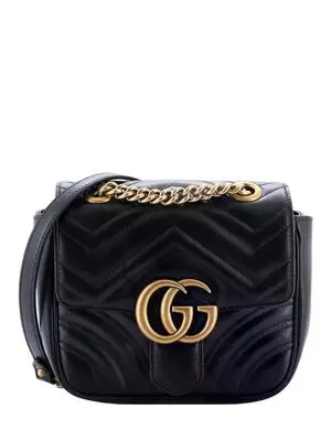 Gucci Gg Marmont Square Flap Mini Crossbody Bag - Black