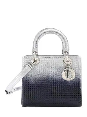 Dior Lady Micro Cannage Ombre Metallic Calfskin Satchel - Silver