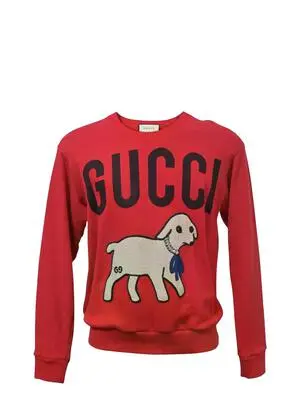 Gucci Crystal-embellished Lamb-motif Sweatshirt - Red