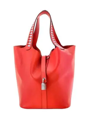 Hermès Picotin Lock Bag Tressage Epsom Mm Tote Bag - Red