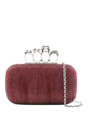 Alexander McQueen Four-ring Beaded Clutch - Red