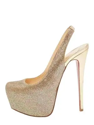 CHRISTIAN LOUBOUTIN 155mm Glitter Daf Slingback Pumps - Gold