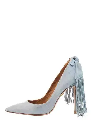 AQUAZZURA Suede Fringed Pumps - Grey