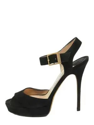 JIMMY CHOO Suede Heeled Sandals - Black