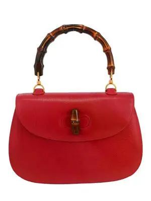 Gucci 1990s Bamboo Shoulder Bag - Red