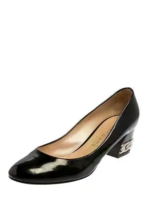 Casadei Patent Block-heel Pumps - Black