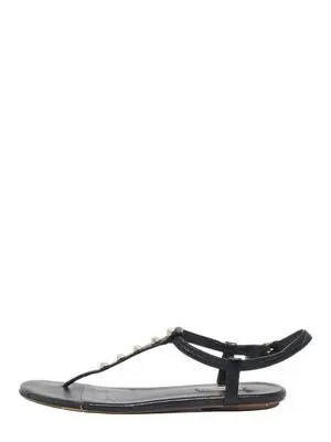Balenciaga Leather Studded Sandals - Black