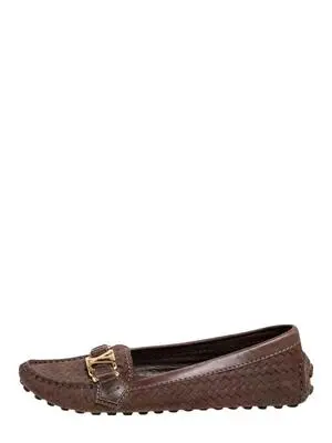 LOUIS VUITTON Logo-plaque Loafers - Brown