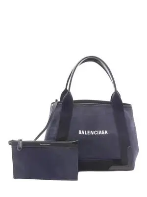 Balenciaga Leather Trim Tote Bag - Blue