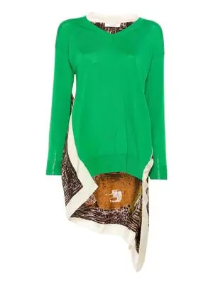 Celine 2010s V-neck Wool Top - Green