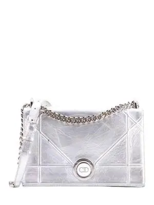 Dior Diorama Clasp Flap Bag Crinkled Lambskin Medium - Silver