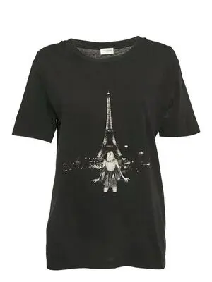 Saint Laurent Eiffel Tower-print Cotton T-shirt - Black