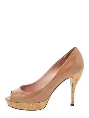 Gucci 110mm Patent Leather Platform Pumps - Brown