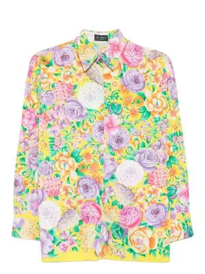 Versace 1990s Floral-print Shirt - Yellow