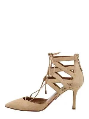 AQUAZZURA 105mm Lace-up Pumps - Neutrals