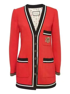Gucci Contrasting-trim Crest-detail Jacket - Red