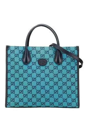 Gucci Small Gg Canvas Interlocking G Tote Satchel - Blue