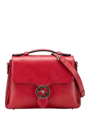Gucci Small Dollar Calf Interlocking G Satchel - Red